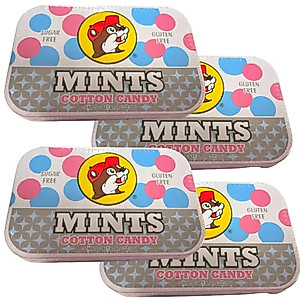 Buc-ee's Sugar Free Cotton Candy Flavored Breath Mints, Gluten Free, Four Tins of 50 Mints (200 Mints Total)