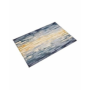 Yellow Painting Outdoor Rugs for 4'x6' Patios Clearance, RV Camping Mat Rug Portable Outside Rug Indoor Outdoor Area Rug Mat for Beach Deck Pool Contemporary Abstract Navy Blue Art