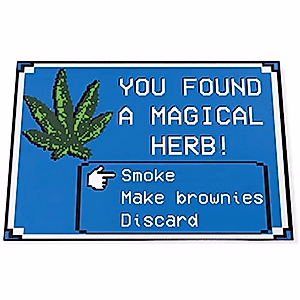 You Found A Magical Herb 3x2 Feet Funny Area Rug Indoor Welcome Mat Doormat 420 Friendly Magic Weed RPG Pixel Art 8 Bit Retro Gamer Accent Rug