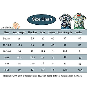 JunNeng Toddler Baby Boy Shorts Sets Hawaiian Outfit,Infant Kid Leave Floral Short Sleeve Shirt Top+shorts Suits Dark Blue