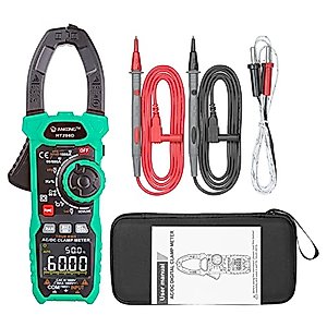 AC/DC Digital Clamp Meter Multimeter 6000 Counts Voltage Tester, Auto-ranging, Measures Current Voltage Temperature Capacitance Resistance Diodes Continuity Duty-Cycle