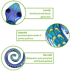 HONGLAND Metal Gecko Wall Decor Outdoor Indoor Lizard Art Sculpture Glass Decorations for Home (Blue&Purple)