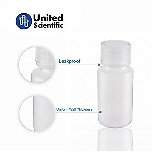 United Scientific™ BNM090-PK6 Leakproof 3oz (90mL) Travel Bottle | HDPE bottle with lined Polypropylene lid | TSA Approved | Pack of 6 Bottles