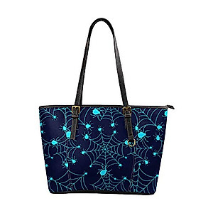 InterestPrint Halloween Background with Spider Net Women's Stylish Tote Bag Travel Shoulder Bag
