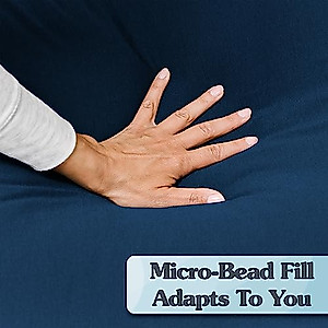 Yogibo Short Bean Bag Lounger Chair for Adults, Kids and Teens with Filling, Soft, Plush, Comfy, Sensory Lounge Beanbag Loveseat, Washable Cover, Blue