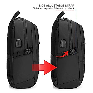 Extra Large Laptop Backpack, 37L Capacity, For 16 Inch Notebook Computer, Anti-Theft Lock, Waterproof Travel Backpack, with USB Charging Port, Luggage Strap, Work Business College School Bag (Black)