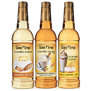 Jordan's Skinny Syrups New Favorites Collection - Caramel Pecan, Cinnamon Vanilla, Vanilla Caramel Creme