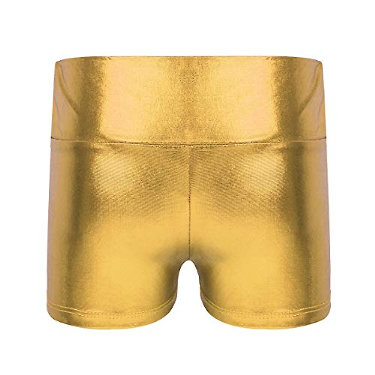 QinCiao Kids Teens Girls Shiny Metallic Ballet Active Dance Shorts Gymnastics Fitness Shorts Bottoms Hot Pants Gold 6