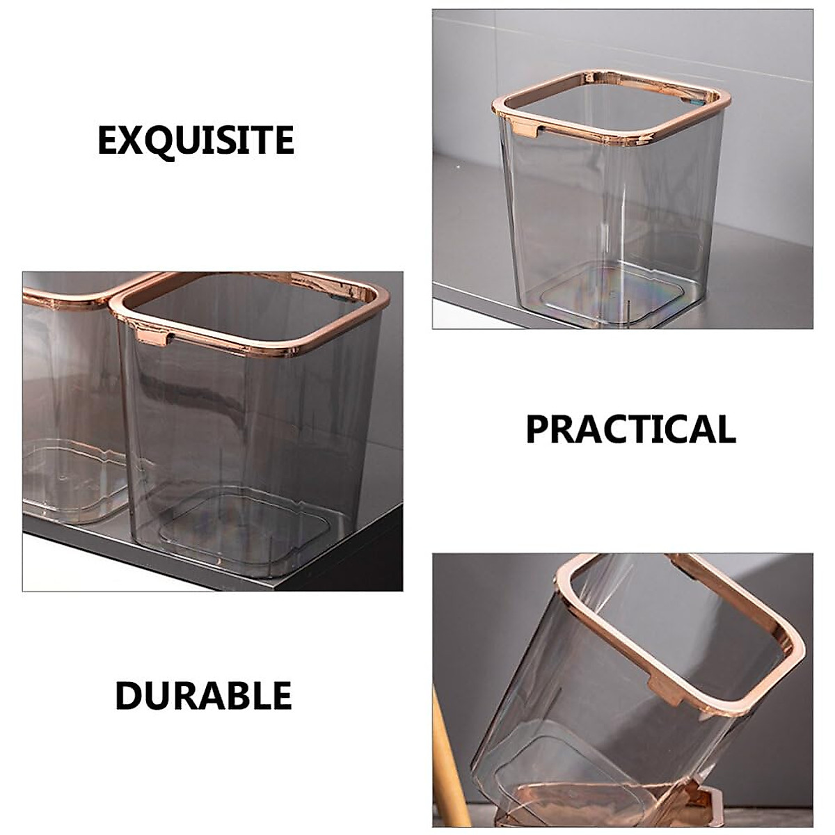 HOMSFOU Transparent Trash Can Plastic Trash Can Tabletop Trash Can Clear Trash Can Bathroom Adorable Waste Bin Trash Bin Retro Trash Can Belt Pressure Ring Accessories Office The Pet