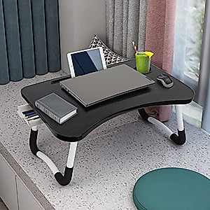 Lap Desk Foldable Bed Table Portable Multi-Function Laptop Bed Desk with Storage Drawer and Cup Holder, Notebook Stand Breakfast Bed Tray for Sofa, Bed, Terrace, Balcony, Garden
