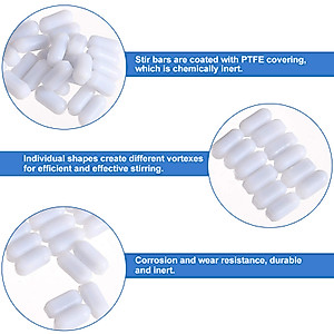 Baluue PTFE Magnetic Stirrer Mixer Stir Bar - 25pcs White Resistant Mixer Plate Rotating Bars Mini Magnet Stir Laboratory Magnetic Rod