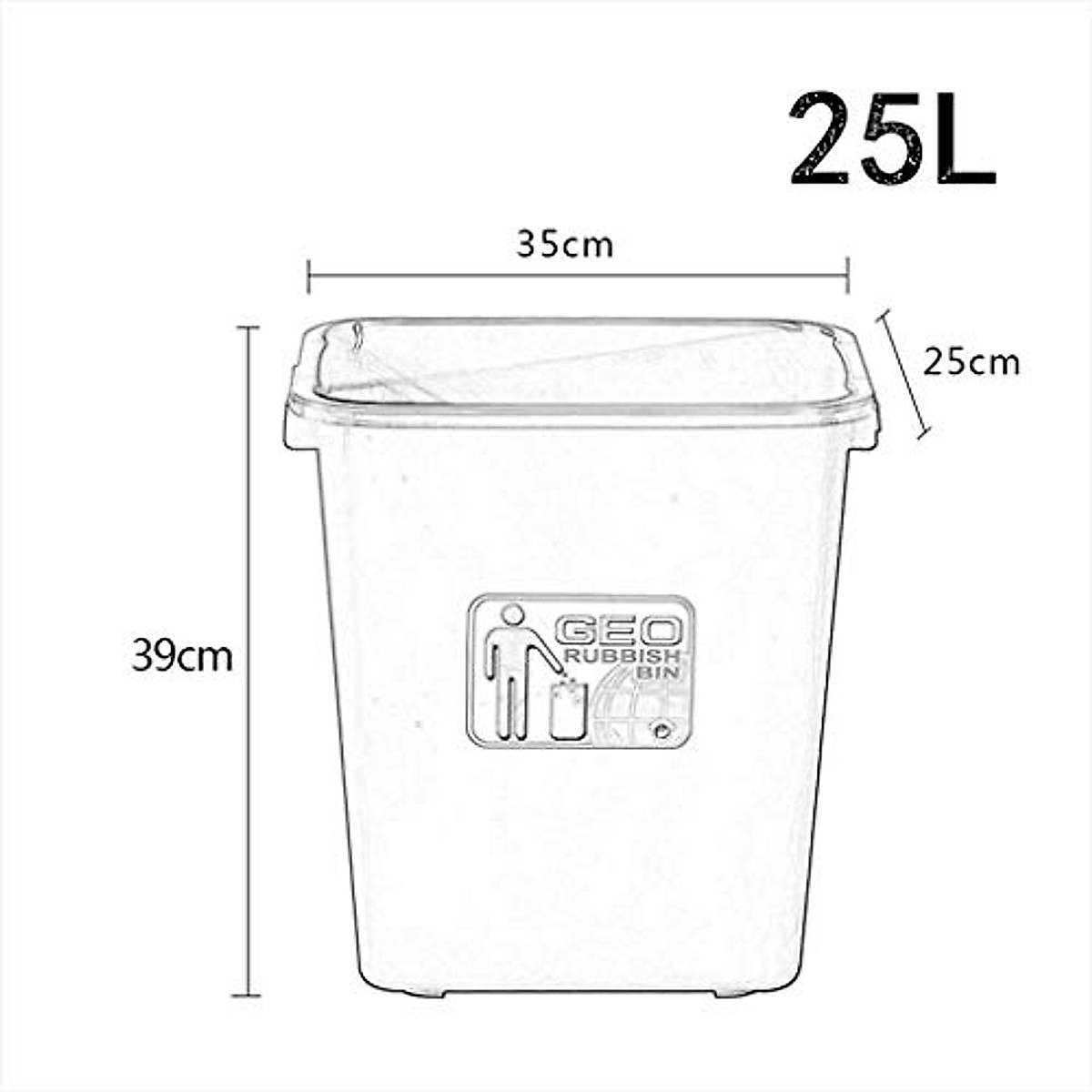 ZCM Trash Can Multifunctional Rubbish Bin Outdoor，Household Multifunction High Capacity Trash Can Plastic Trash Can No Cover Trash Can Garbage Bin 25L for Rubbish(Color:Red)