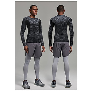 Milin Naco Compression Shirts for Men Long Sleeve Compression Undershirts Dry Fit Compression Shirt Baselayer Rash Guard