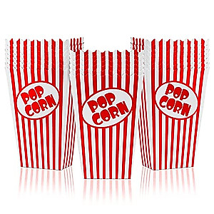 Zahaat 50 Popcorn Boxes 5.5 Inches Tall Red and White Popcorn Bags Mini Pop Corn Buckets and Container for Movie Theater, Home, Carnival Party, Decorations