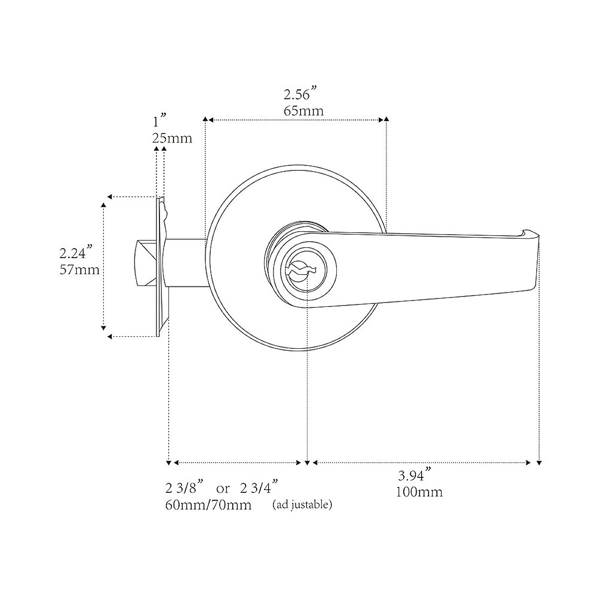 1 Pack of MANREN Lever Keyed Entry Door Lever Handle Lock, Universal Door Knob Hardware,Nickel Brushed Color (MR802ET)