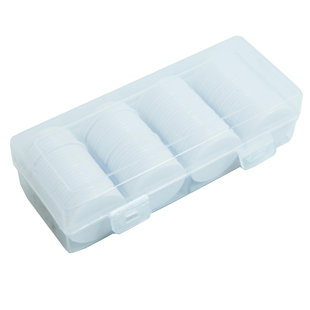 Smartdealspro 100pcs 32mm/1.26 Inch Opaque Plastic Learning Counters Disks Mini Poker Chips Game Tokens with Storage Box (White)