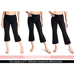 Yogipace Women's 20"/22"/24" Bootcut Cropped Flare Yoga Pants Capri Length Slim Fit Pants Lounge Crop Pant, YCW1402, 22", Black, Size XL