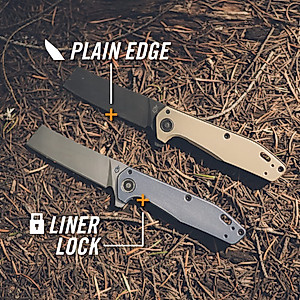 Gerber Gear Fastball Cleaver - Folding Knife with Lock Release for EDC Gear - Coyote Brown