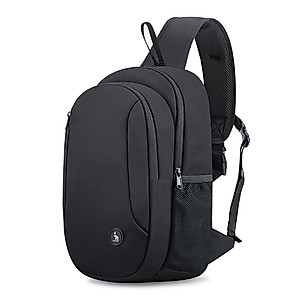 OIWAS Sling Bag For Men Fit 12.9 Inch Tablet Lightweight One Strap Backpack Black Business Crossbody Bag Travel Hiking Shoulder Bag Waterproof Cycling Chest Bag