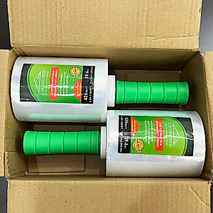 2-Pack Industrial Mini Clear Stretch Wrap Film 80 Gauge 5.1" 1000ft for Pallet Wrap with Plastic Handle,Durable Self-Adhering Packing,Moving,Packaging,Heavy Duty Shrink Film Chuangseed