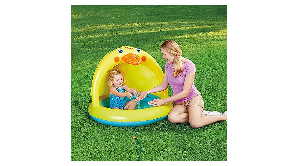 Shade Baby Pool with Canopy and Sprinkler for Safe Water Fun