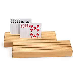 Yellow Mountain Imports Extra-Wide Solid Beechwood Playing Card Holders - Set of 2