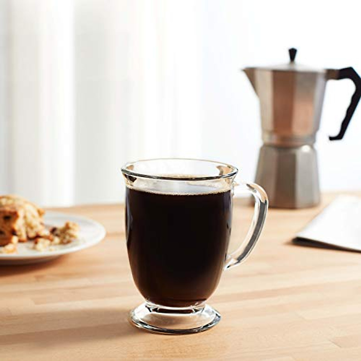 Libbey Kona Glass Coffee Mugs, 16-ounce, Set of 6