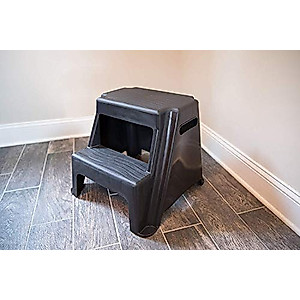 Rubbermaid RM-P2 2-Step Molded Plastic Stool with Non-Slip Step Treads, 300-Pound Capacity (Amazon Exclusive) , Black