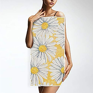 susiyo Watercolor Floral Daisy Flowers Hand Towels Luxury Print Bathroom Towel Highly Absorbent Extra Soft Fingertip Towels Multipurpose Towels for Yoga Gym Spa Hotel Bathroom (30 x 15 inch)