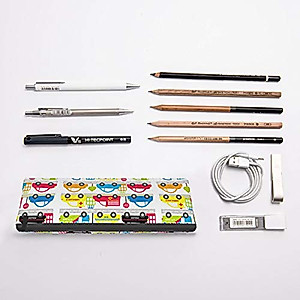 Funny Cartoon Cars Triangle Pencil Case Holder Zipper Large Capacity Pen Bag Pouch Students Stationery Cosmetic Makeup Bag