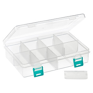 Simply Tidy 6 Pack: Clear & Turquoise 8-Compartment Storage Box by Bead Landing™