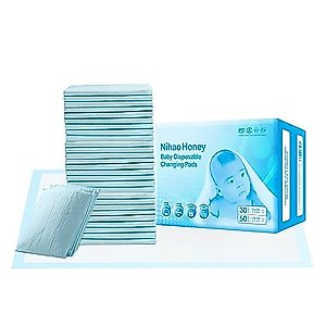 Nihao Honey Disposable Changing Pads for Baby, 30 Pack Portable Diaper Changing Pad Liner, Baby Changing Pad Waterproof Underpads Changing Table Pads Leak-Proof Breathable (Blue, 18x24 Inch)