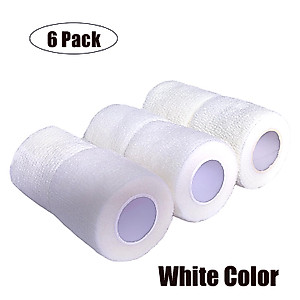 Baisunt 6 Pack 2 Inches Cohesive Bandage Self Adhesive Wrap Elastic Self Adherent Vet Wrap Breathable Self Stick Tape for Wrist, Ankle, Sports, Tatoo Wrap(5 Yards, White)