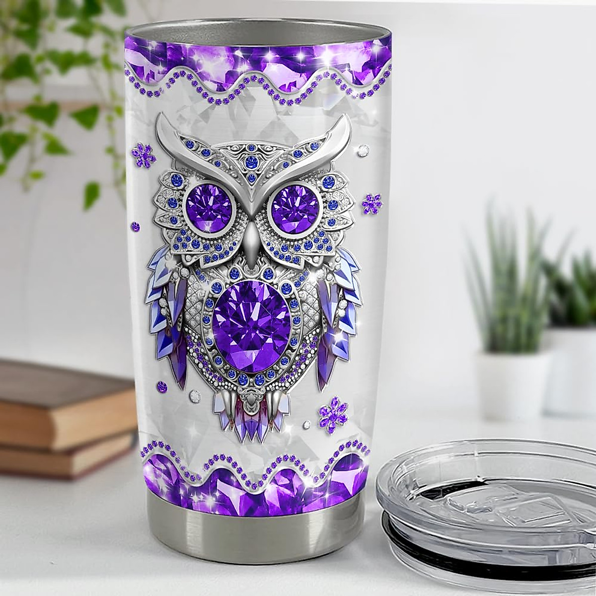 SANDJEST Owls Gifts for Women Girls Owl Tumbler 20oz Jewelry Drawings Stainless Steel Insulated Tumblers Coffee Travel Mug Cup Gift for Birthday Christmas