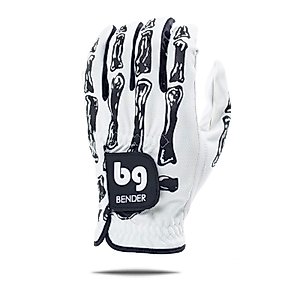 BG Bender Golf Glove | Wear On Left | (White Bones, Mens XXL)