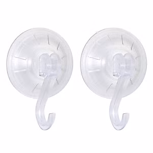 LuluEasy 2 Pack Suction Cup Hooks Strong Reusable Shower Hooks Clear Vacuum Suction Hanger for Towel Robe Wreath Festival Decoration Glass Window Wall Bathroom Kitchen