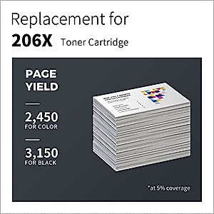 LemeroUexpect 206X with Chip Compatible Toner Cartridge Replacement for HP 206X 206A Toner Set W2110X for Color MFP M283fdw M283cdw M283 Pro M255dw M255 M282 Printer Black Cyan Magenta Yellow