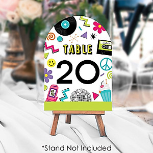 Big Dot of Happiness Through the Decades - 50s, 60s, 70s, 80s, and 90s Party Double-Sided 5 x 7 inches Cards - Table Numbers - 1-20