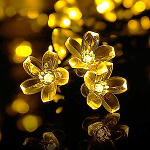 Qedertek Chritmas Solar String Lights, 21 ft 50 LED 8 Modes Lights, Fairy Garden Blossom Lights String, Decorations for Indoor Outdoor Home Garden Patio Wedding Party Holiday Christmas String Lights