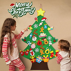 TOBEHIGHER DIY Felt Christmas Tree - 3.6 FT Felt Christmas Tree for Kids with 41 Pieces of Ornament Decor, DIY Xmas Gifts for Kids, Wall Hanging Christmas Tree Decorations