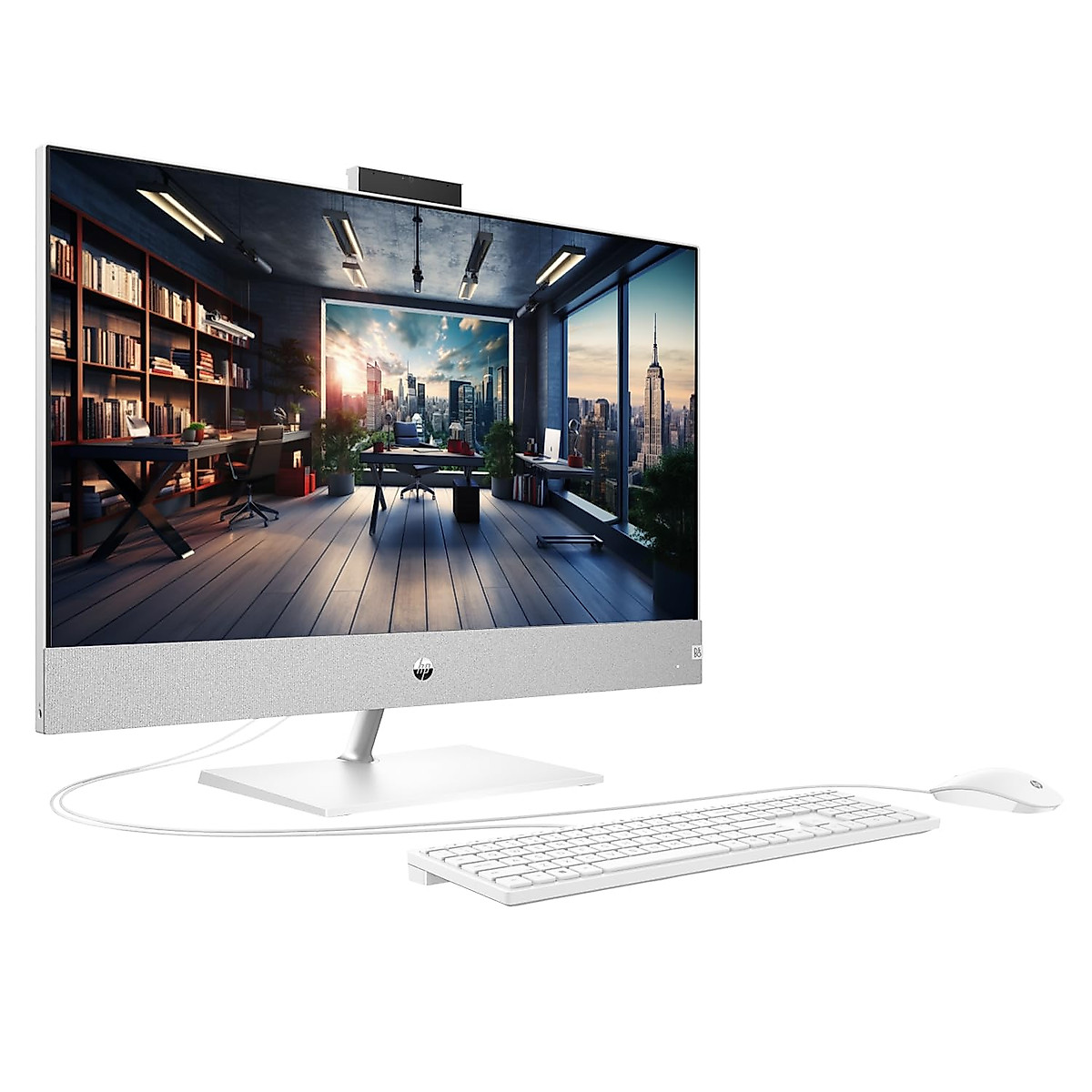 HP Pavilion All-in-One Business Desktop, 27” FHD Display, AMD Ryzen 5 5500U Processor, 64GB RAM, 1TB SSD, Wi-Fi 6, Webcam, HDMI, RJ-45, Wired KB & Mouse, Windows 11 Pro, White