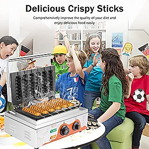 Moongiantgo Commercial Corn Dog Waffle Maker Machine 6 PCS 1550W Waffles on a Stick Maker Stainless Steel, 50-300℃ Temp Control, 5-min Timer Waffle Dog Maker 110V(White)