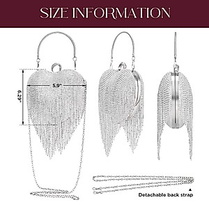 SWEETV Women's Rhinestone Heart Purse, Evening Clutch Bag for Formal Wedding Cocktail Prom Party Club, Silver