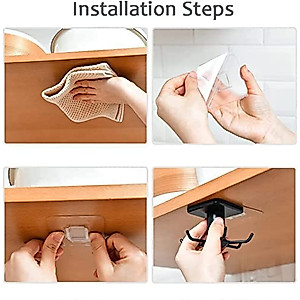 Beecora Under Cabinet Storage Hooks – Multi Hook Adhesive Hanger for Hanging Kitchen Utensil Spoon Spatula Holder Rack for Jewelry Keys Home Office Shelf Kids Bath Room Beauty Organizer [2PK Grey]