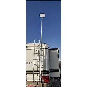 EEZ RV Products Telescopic Starlink RV Ladder Pole 10ft with RV Ladder Mounting Bracket Kit Adjustable Hold up to 2.5 inch Diameter Pole - Fits 1 inch Ladder Rails