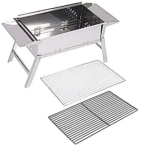 REDCAMP Foldable Charcoal Grill Barbecue, Portable Small Stainless Steel BBQ Grill Camping Grill for Outdoor Picnic Camping Cooking