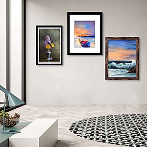 LUCKYLIFE 16x20 Frames, Picture Frames for Wall, Display Pictures 11x14 with Mat or 16x20 without Mat, Set of 2, Black