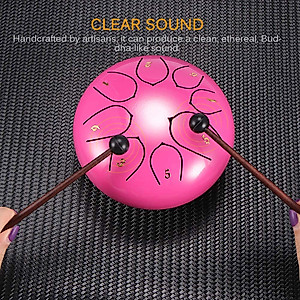 6-10 Inch Steel Tongue Drum Handpan Drum, Moontie Metal Hand Drum Kit Percussion Steel Drum Instrument with Mallets, Mallet Bracket,Tonic Sticker and Music Book