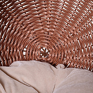 PawHut Elevated Cat Bed with Rotatable Egg Chair Pod, Cat Basket Bed with Thick Cushion, Natural Mat Grass Woven Kitty House, Brown