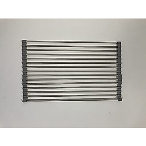 Abigail and Grey Over The Sink Drying Rack Minimalist Roll Up Drying Rack with Premium Metal Strainer Tines - Bonus Flour Sack Kitchen Towel